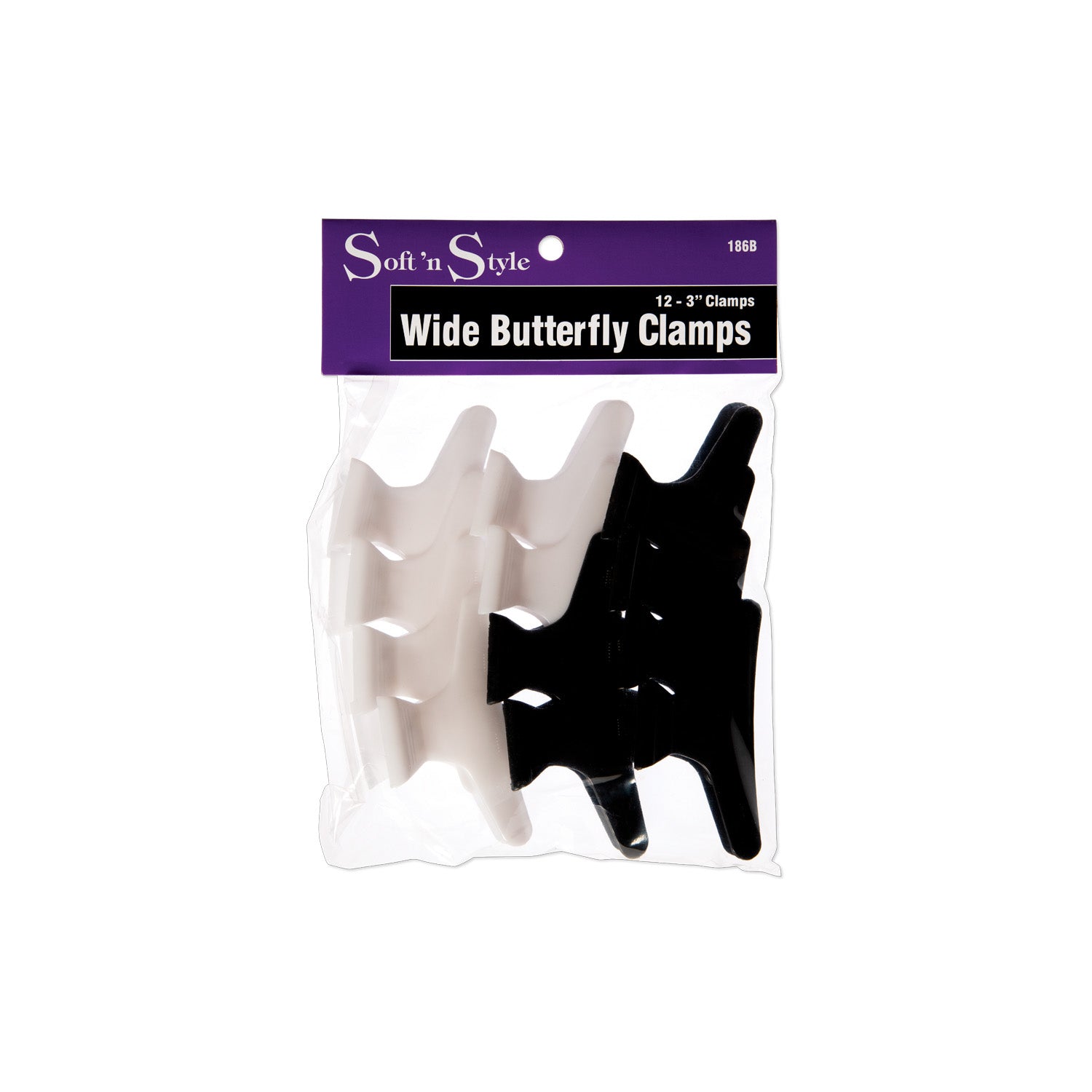 Burmax - Butterfly Clamps, Wide, Black & White - 3" – Paris Beauty Supply